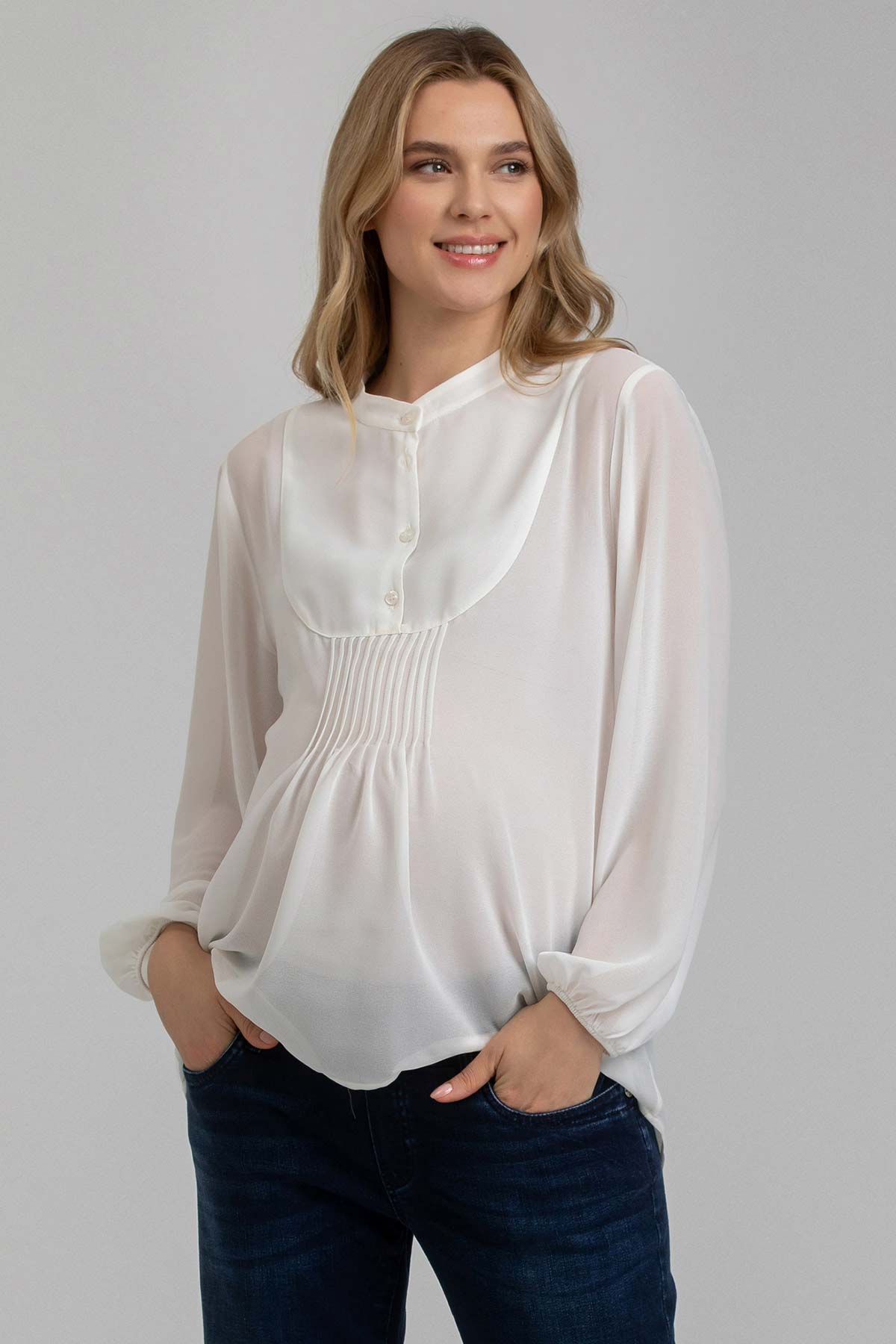 White Maternity Shirt in Chiffon | LEA | Pietro Brunelli